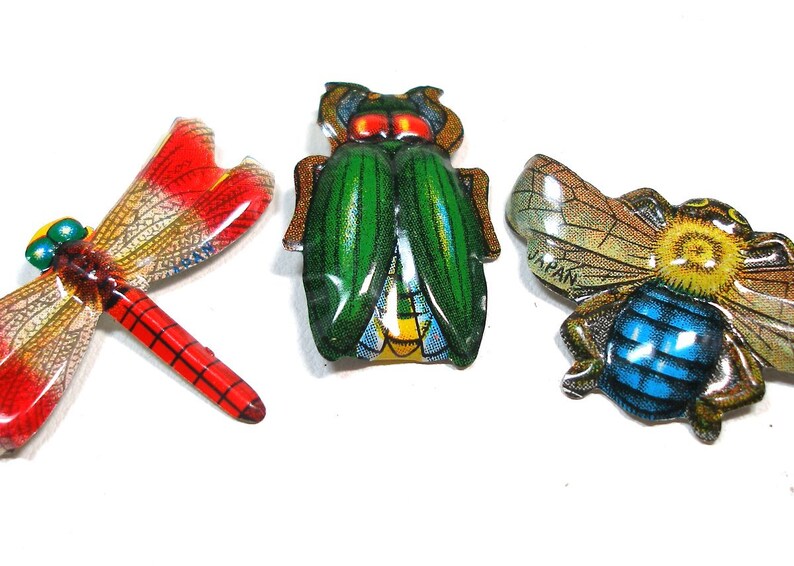 3 BUG brooches 60s metal insect toy costume jewelry made in | Etsy