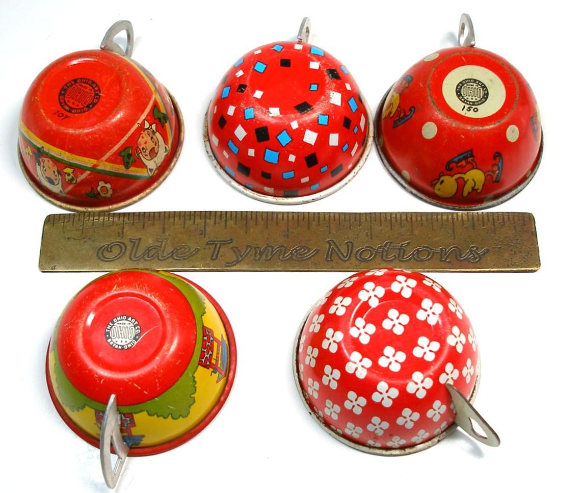 50s Tin Toy Tea Cups. Duck, Kittens, Confetti, Flowers. Instant ...