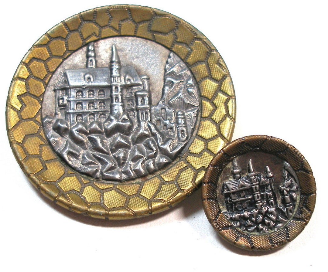 2 Antique Victorian Buttons With Castles. 1 1/2. Mother Daughter ...