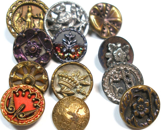 Antique BUTTONS, 12 Victorian & Vintage Shabby Chic Picture Buttons. - Etsy