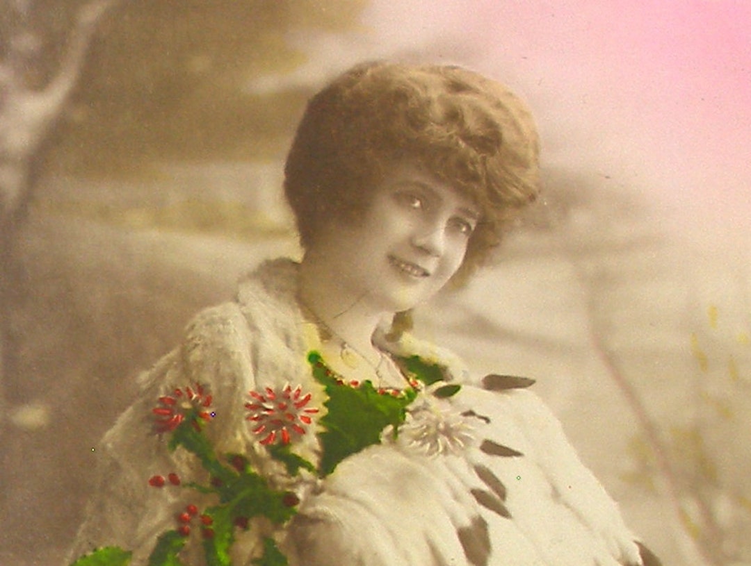 1920s French Postcard. Lady in Fur. Antique RPPC Real Photo Postcard ...