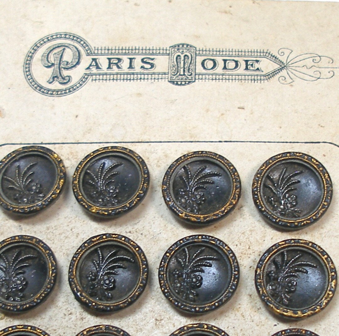Full Card of 1800s BUTTONS. 24 Victorian French Metal Buttons. 9/16 ...