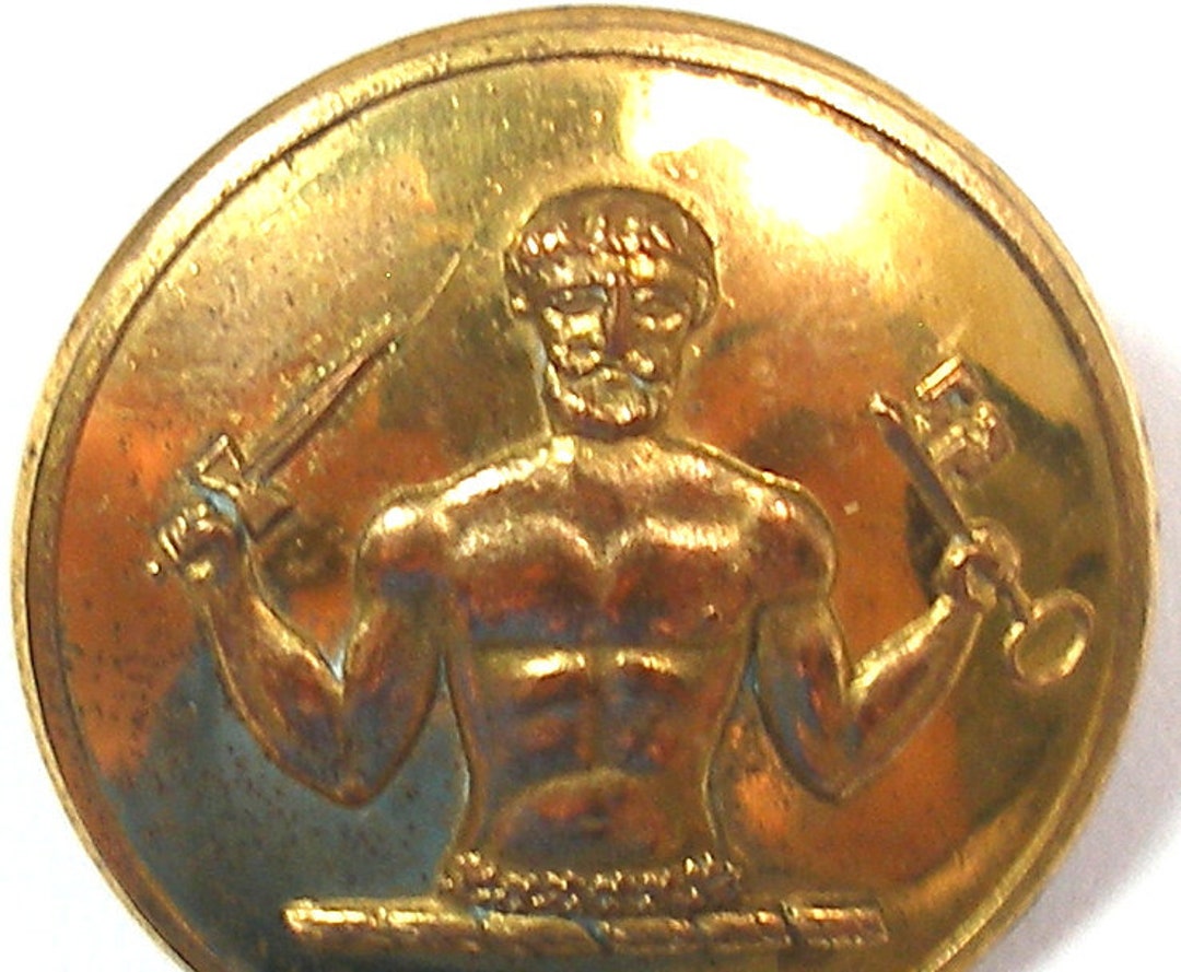 1800s Livery BUTTON. Man With Knife and Key. Brass Button 1". Firmin ...