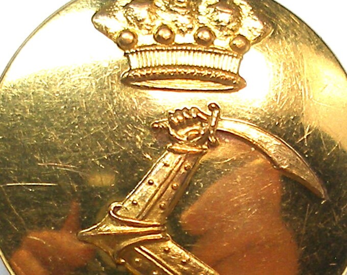 Antique Livery BUTTON. Crown & Armored Arm Holding Weapon. 1". Nortzell ...