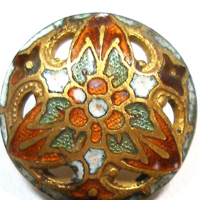 Antique Enamel Button - Etsy
