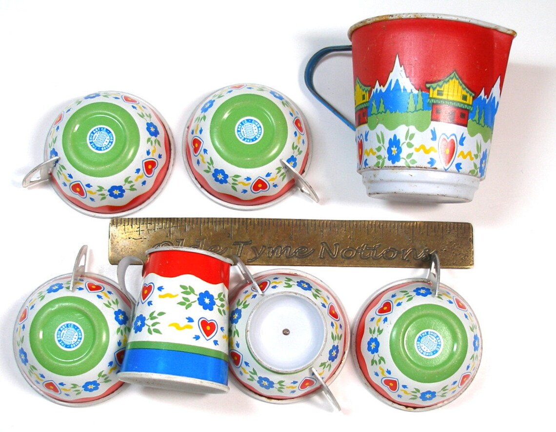 20 Piece Tin Toy Tea Set Litho by Ohio Art Co. Swiss Miss With - Etsy