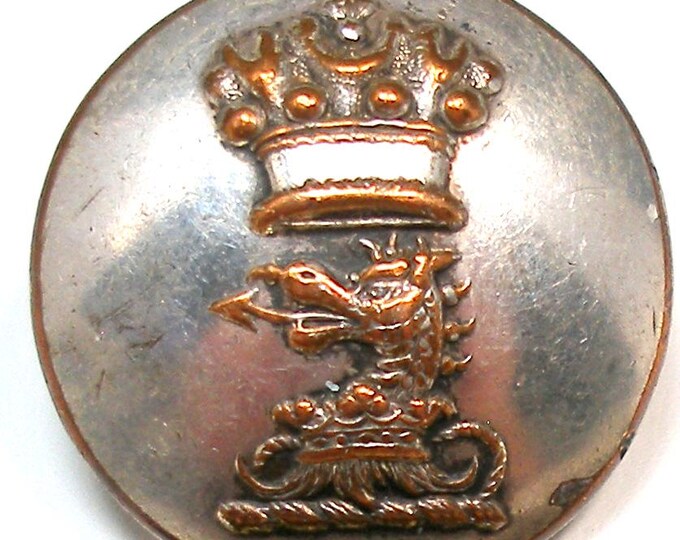 1800s Double Crest BUTTON, Antique Victorian Livery Button. Dragon ...