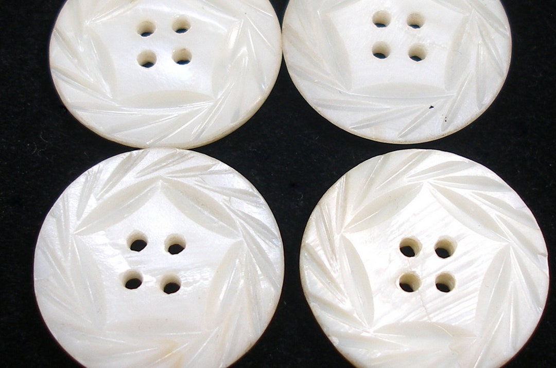 4 Antique Carved Shell Buttons, 1". Mother of Pearl. - Etsy