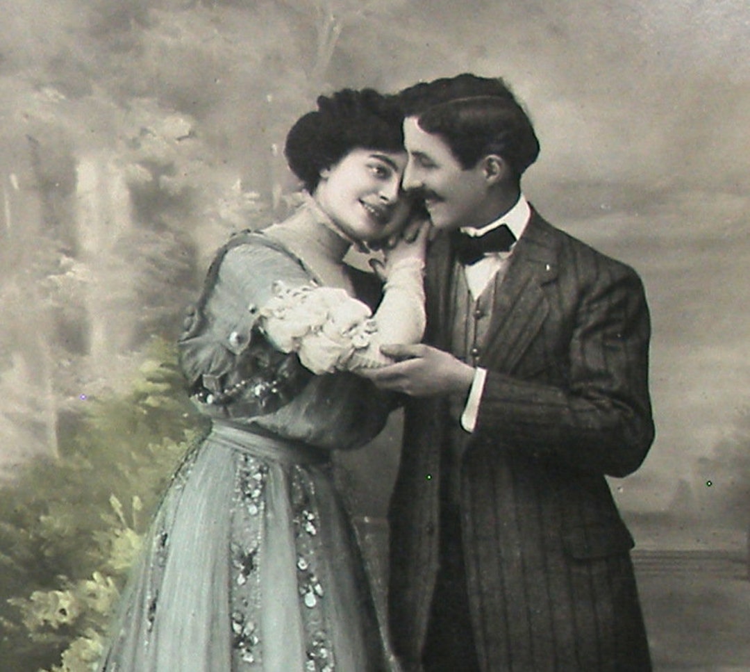 1900s Antique Postcard Romantic Couple. RPPC Real Photo - Etsy