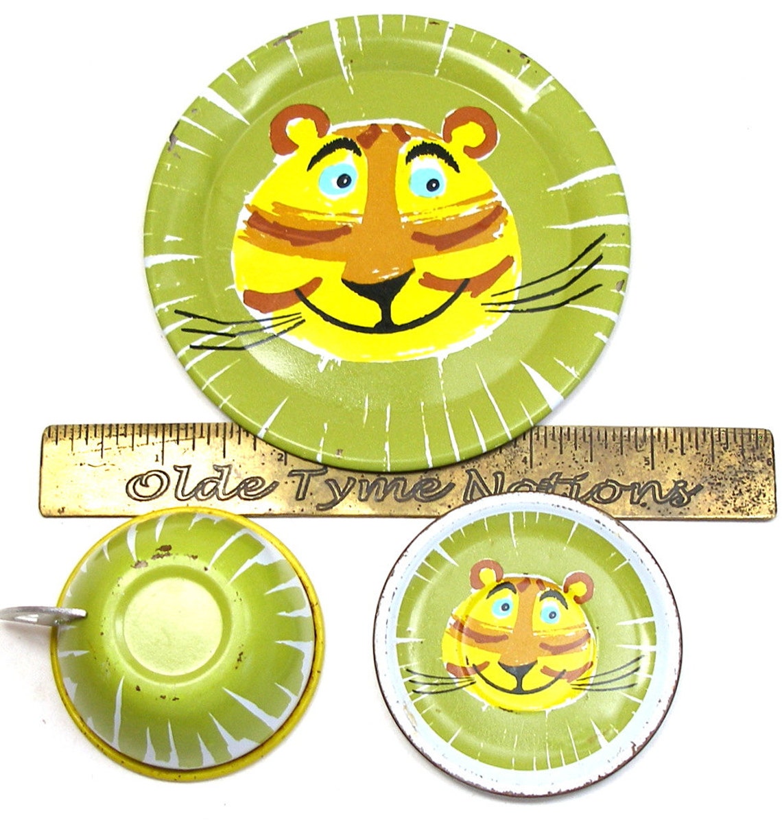 Smiling Tiger Tin Toy Tea Setting 3 Piece Set. - Etsy