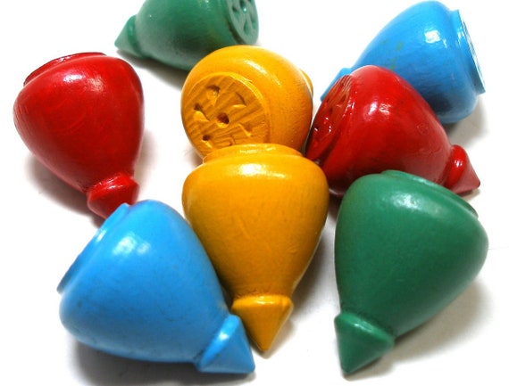 50s Mini Wood Top. Vintage Spinning Top fast | Etsy