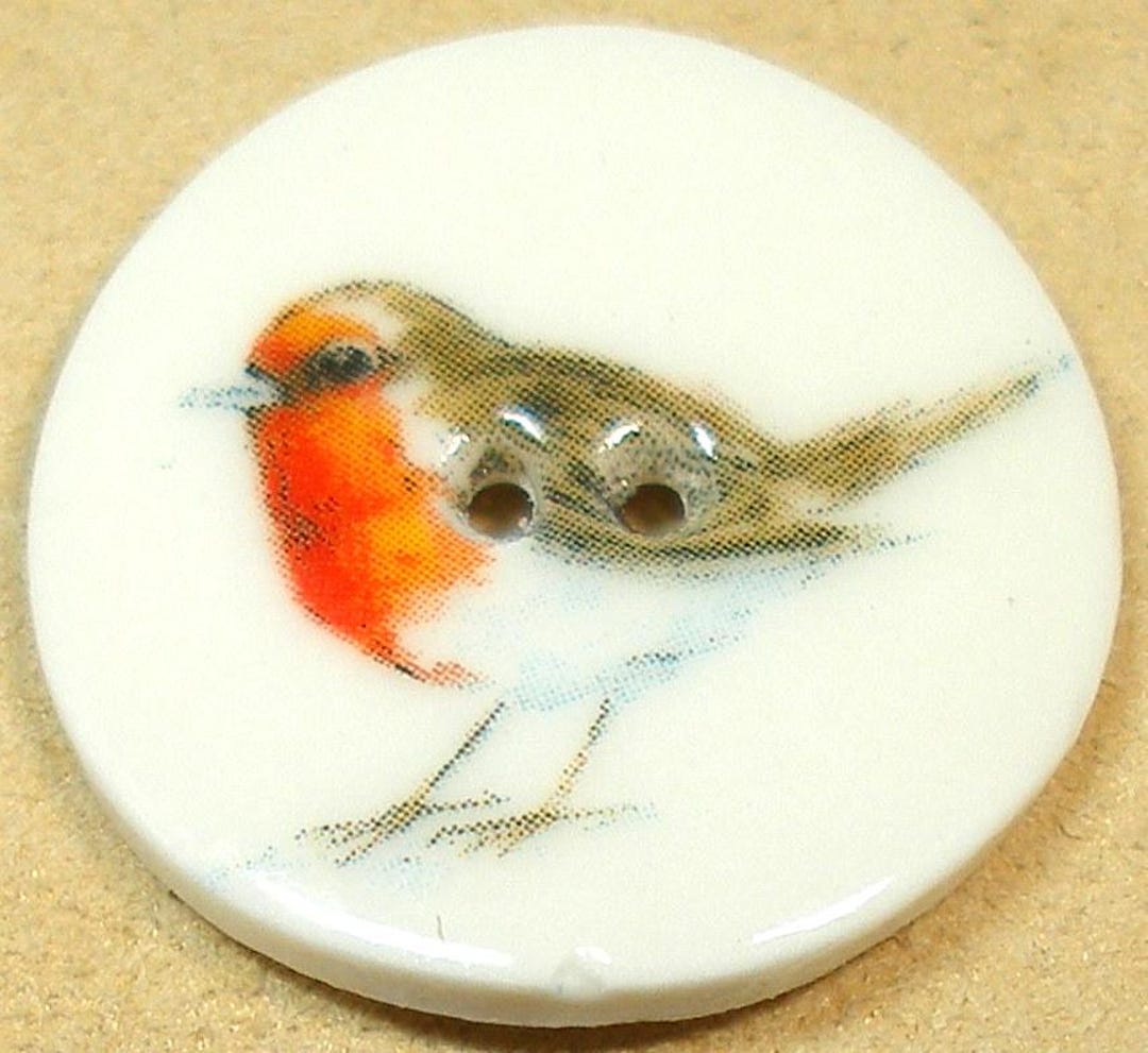 Porcelain BIRD Button, Red Robin, 1 1/8". - Etsy