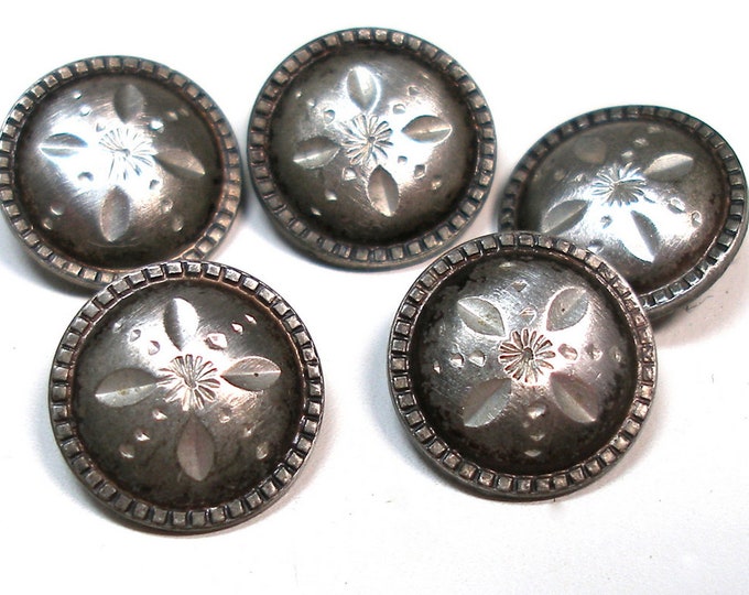 5 Antique Metal BUTTONS. Victorian Pewter, With Floral Design. 1/2" - Etsy