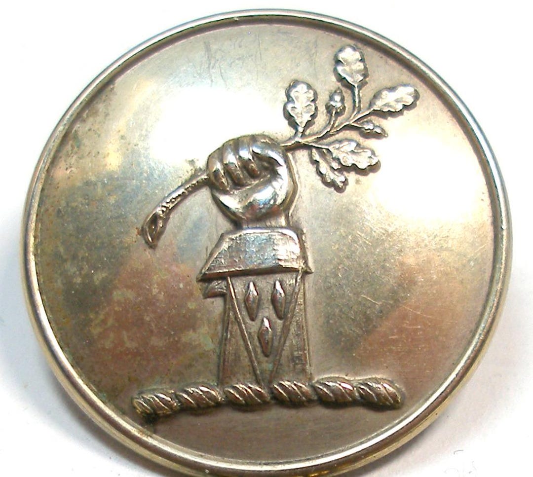 Antique Livery BUTTON, Victorian Arm Holding an Oak Branch. Silver ...