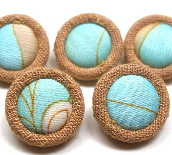 1960s Vintage Buttons. Cloth Covered Turquoise & Beige. Set | Etsy