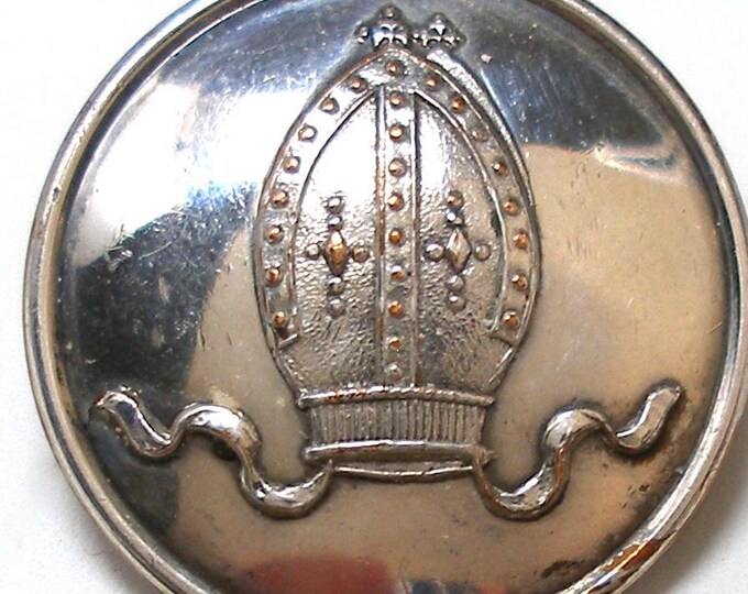 1800s Antique Livery BUTTON, Victorian Bishops Mitre. Silver Plated ...