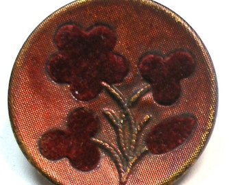 Victorian Perfume Button. Velvet and Brass. Floral Design. 5/8 Inch ...