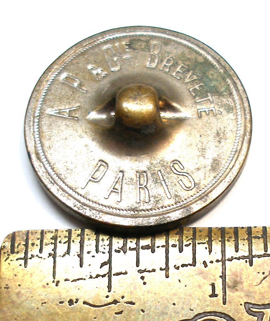 Large Antique French Tight BUTTON. Victorian Floral Paris Back, 1 ...