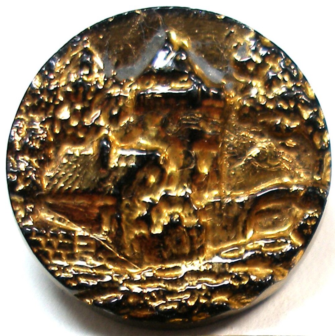 Antique Architectural Button. Victorian Glass With Gold Luster. 3/4" - Etsy