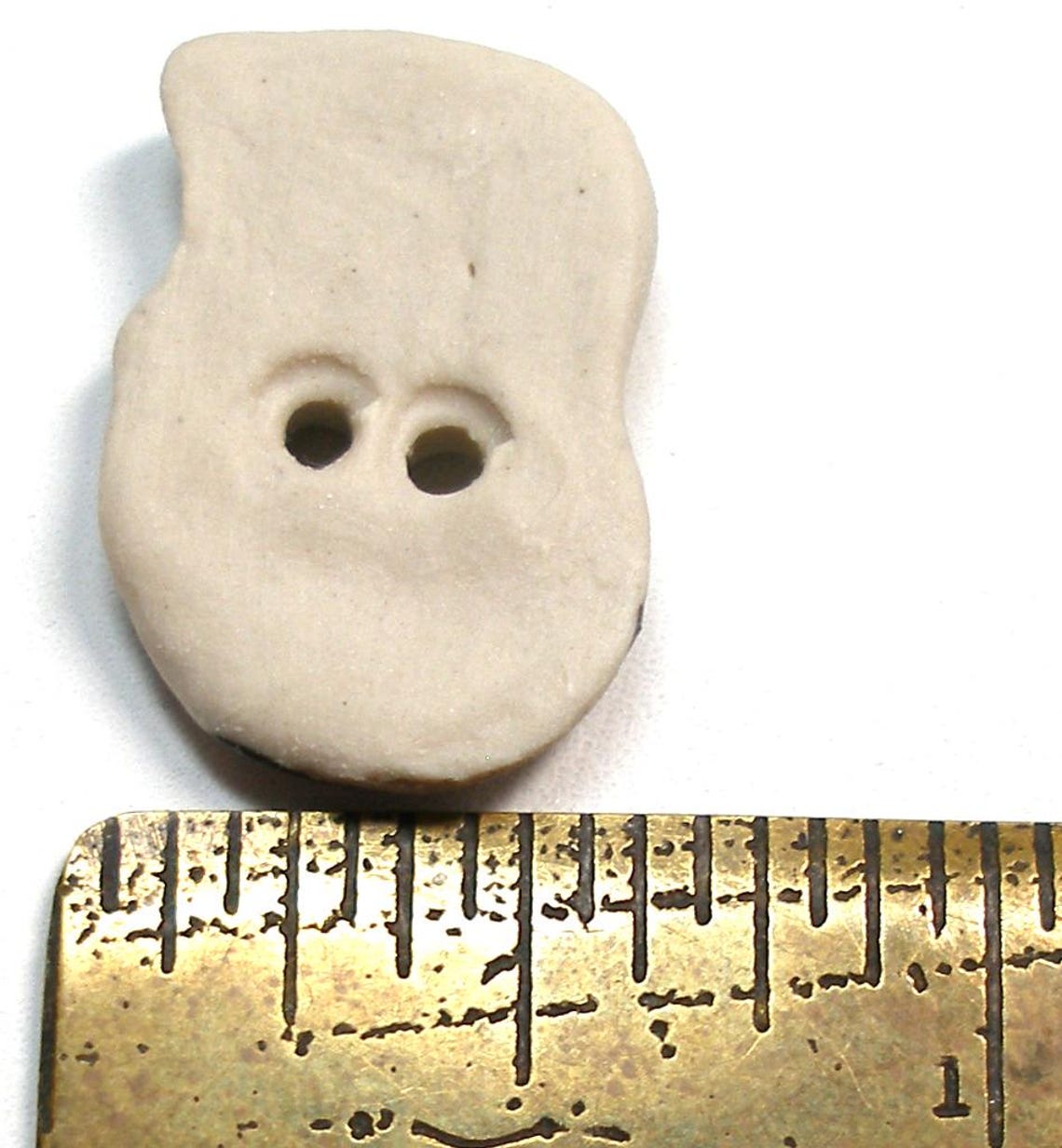 Happy Tabby CAT Button. Handmade Ceramic Black & White Kitty, 7/8 ...