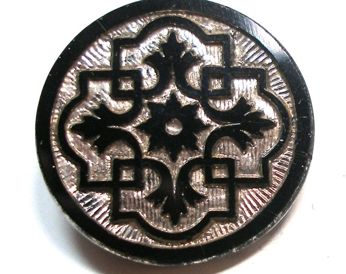 Antique Star BUTTON, 1800s Victorian Black Glass With Silver Luster, 1 ...