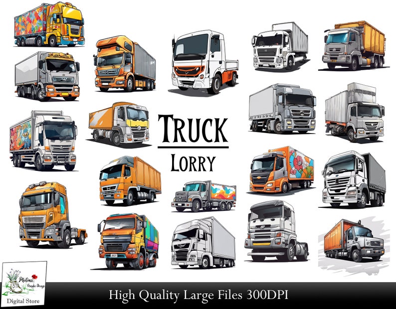 Lorry Trucks Vehicle Collection Clipart, 25 PNG Colourful Truck ...