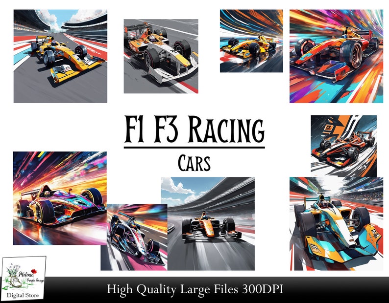 Super F1 Racing Cars Collection Clipart, 10 PNG F1 F3 Race Track Cars ...