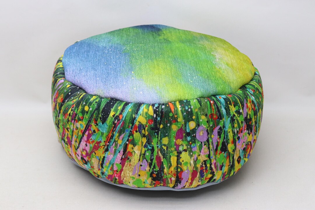 Bohemian Design Round Pouf, Handmade Poufs, Garden Decor Beanbag, Digital Printed Pouf Cover ...