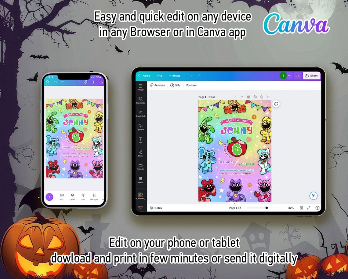 Printable Smiling Critters Invitation, Smiling Critters Party, Editable ...