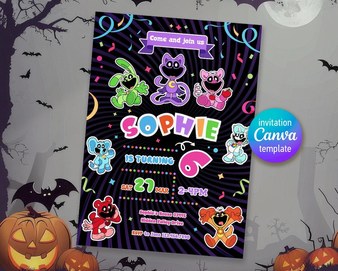 Printable Smiling Critters Invitation, Smiling Critters Party, Editable ...