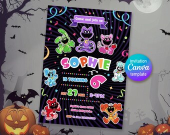 Printable Smiling Critters Invitation, Smiling Critters Party, Editable ...
