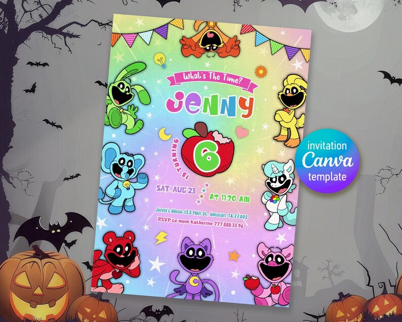 Printable Smiling Critters Invitation, Smiling Critters Party, Editable ...