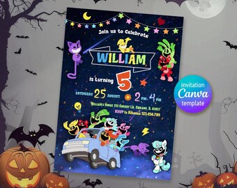 Printable Smiling Critters Invitation, Smiling Critters Party, Editable ...