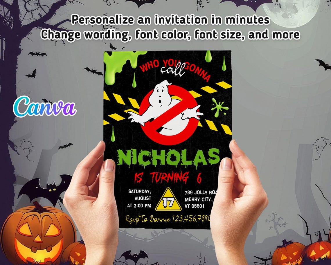 Ghostbusters Birthday Invitation, Printable Editable Invite, Frozen ...