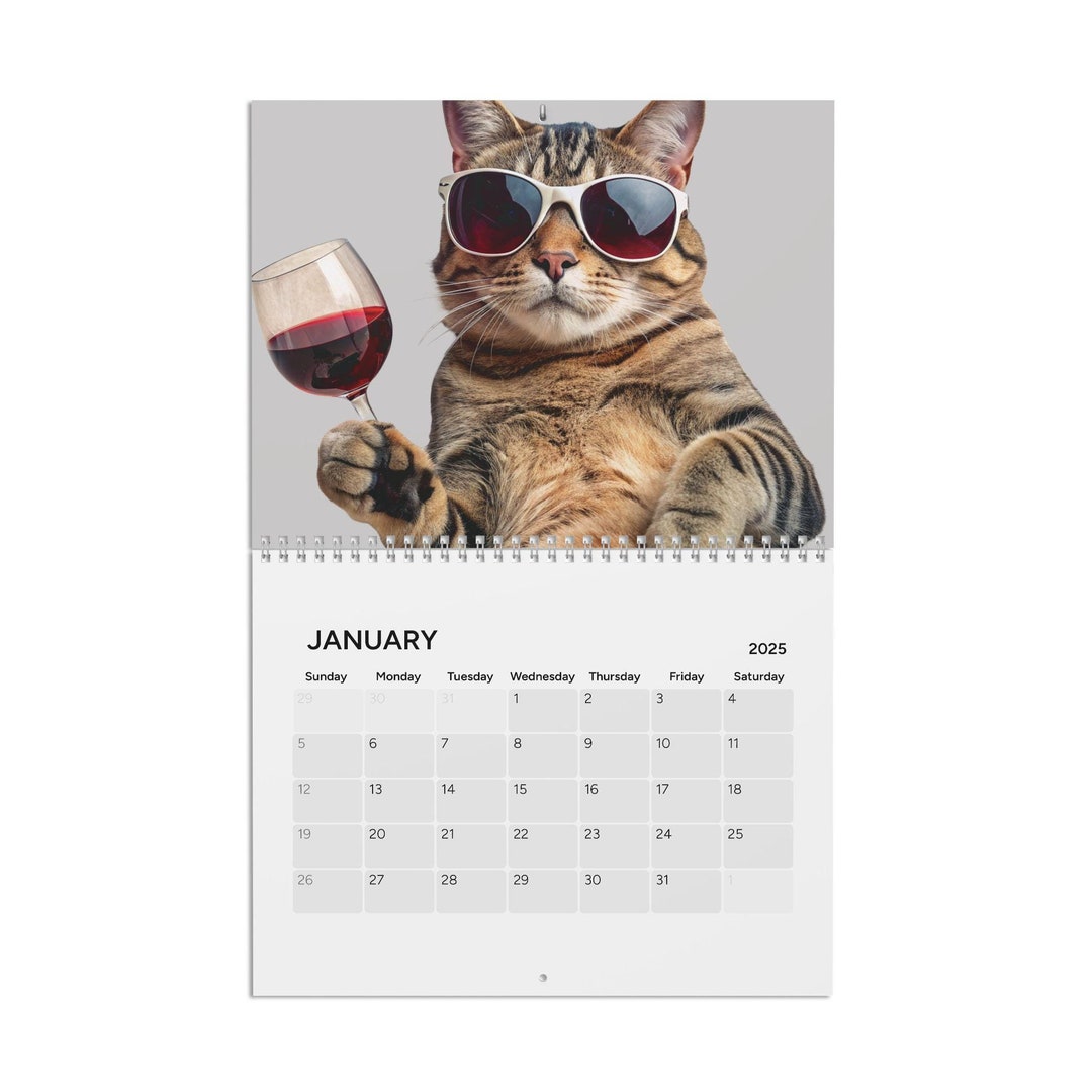 2025 Calendar Wall Art With Funny Cats and Dogs, Monthly Planner for ...