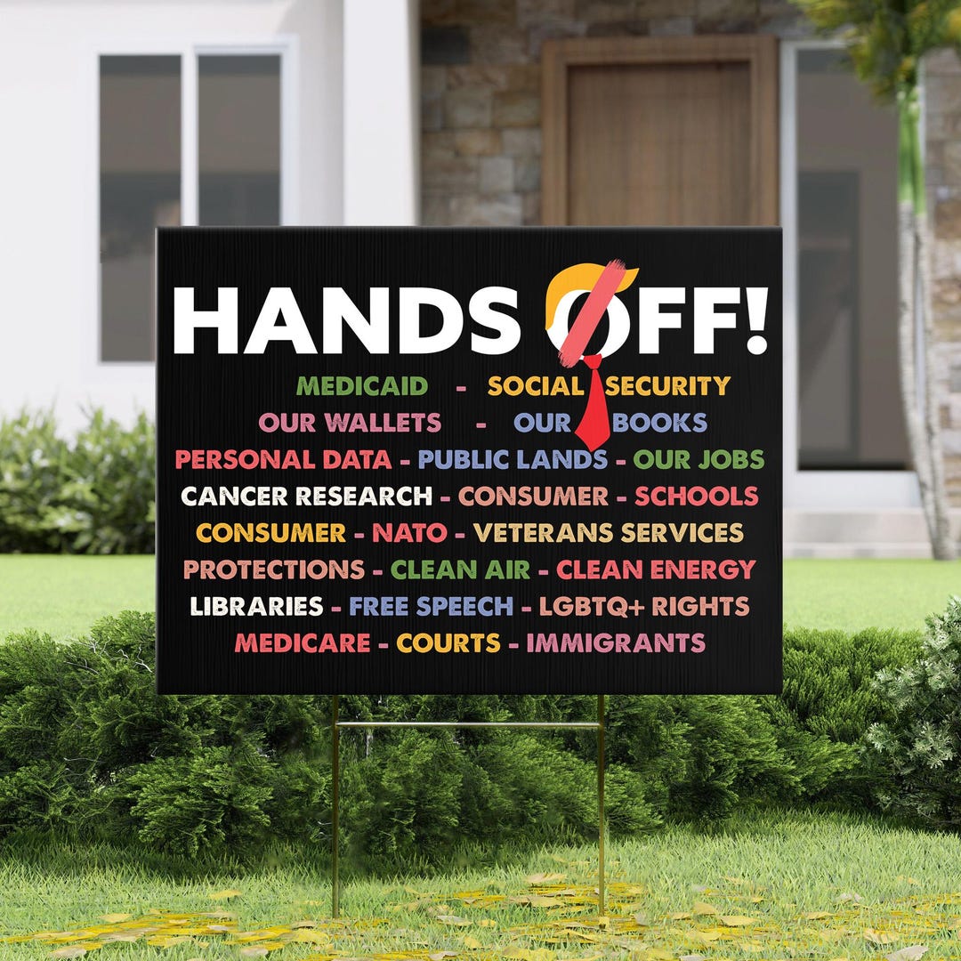 Hands off Yard Sign - Anti Trump Anti Maga FDT DOGE Democrat Yard ...