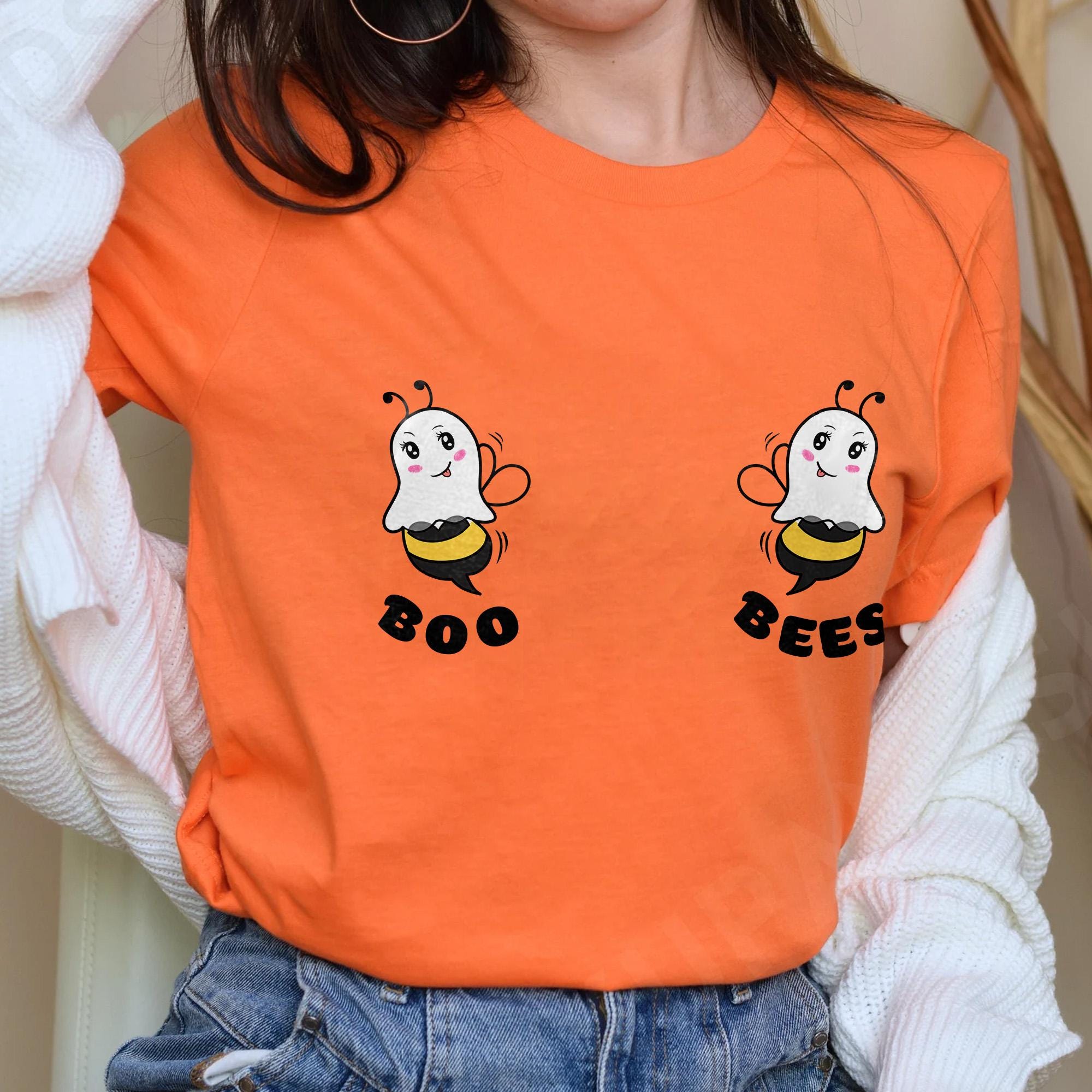 Boo Bees Shirt, Comfort Color Cute Ghost Halloween T-shirt, Funny Bee ...