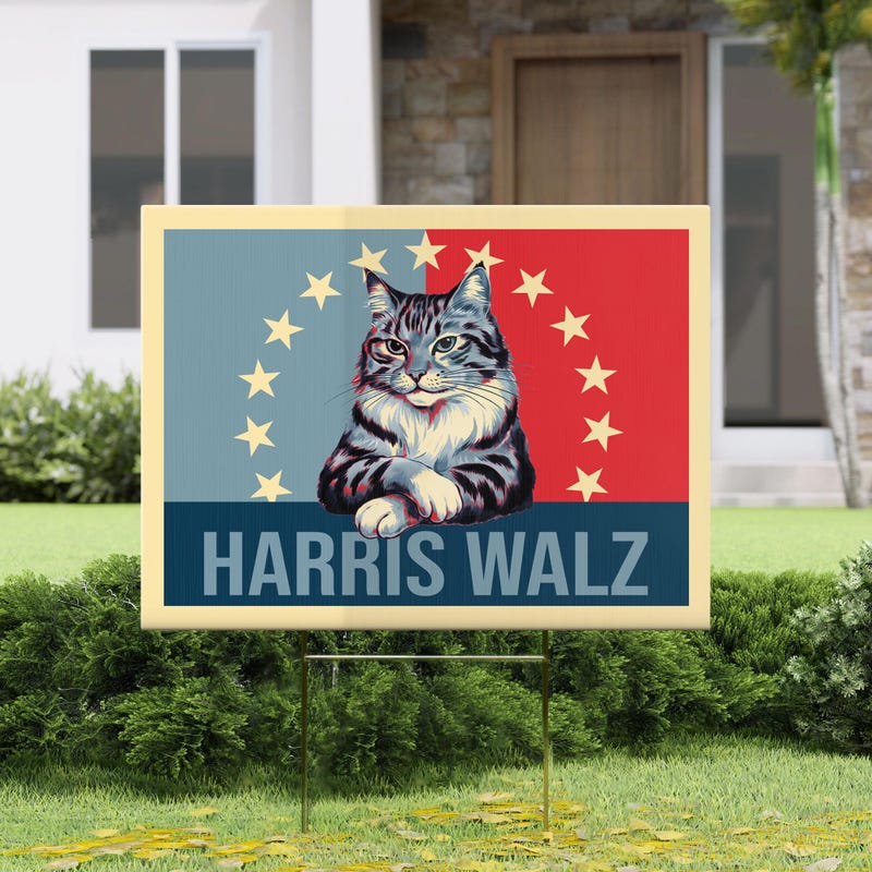 Harris Walz Cat Yard Sign - Etsy