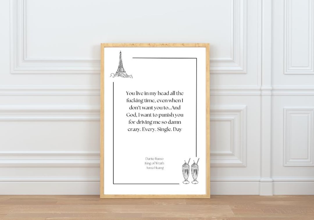 Dante Russo King of Wrath by Ana Huang Book Quote Print - Etsy
