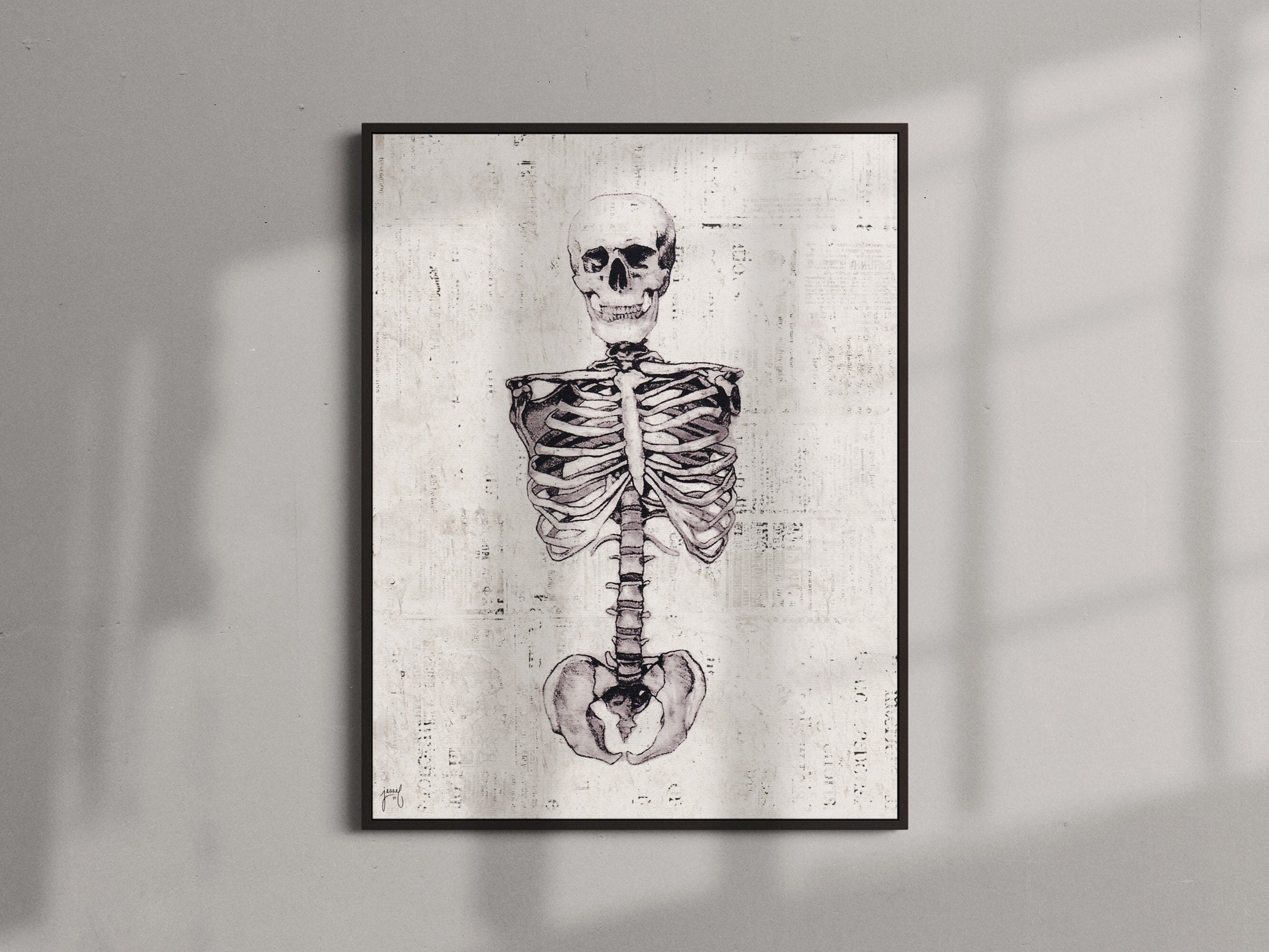 Skeleton Art Print, Skeleton Poster, Anatomical Skeleton, Gothic Art ...