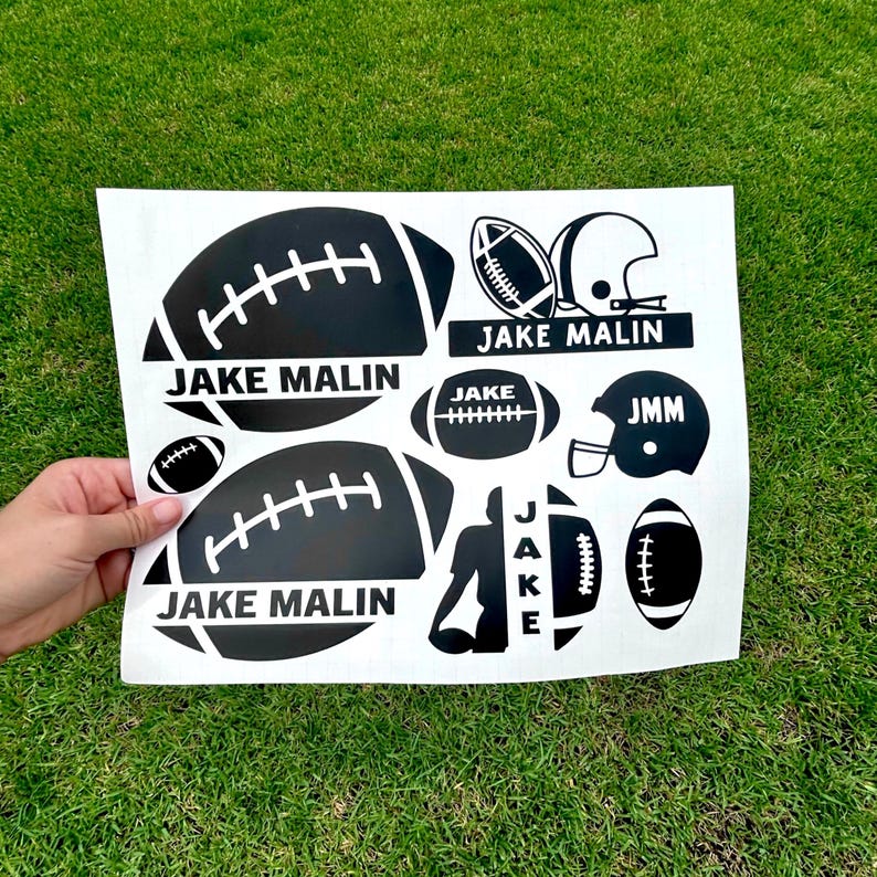 Football Decal Sheet, Boy Name Decals, Easter Basket Filler, Vinyl ...