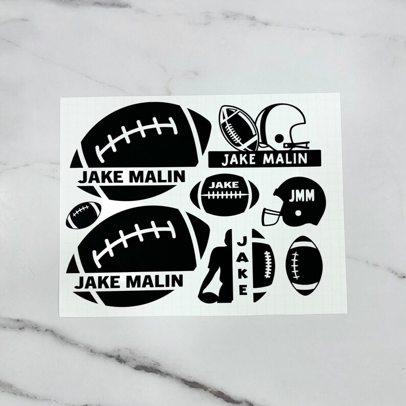 Football Decal Sheet, Boy Name Decals, Easter Basket Filler, Vinyl ...