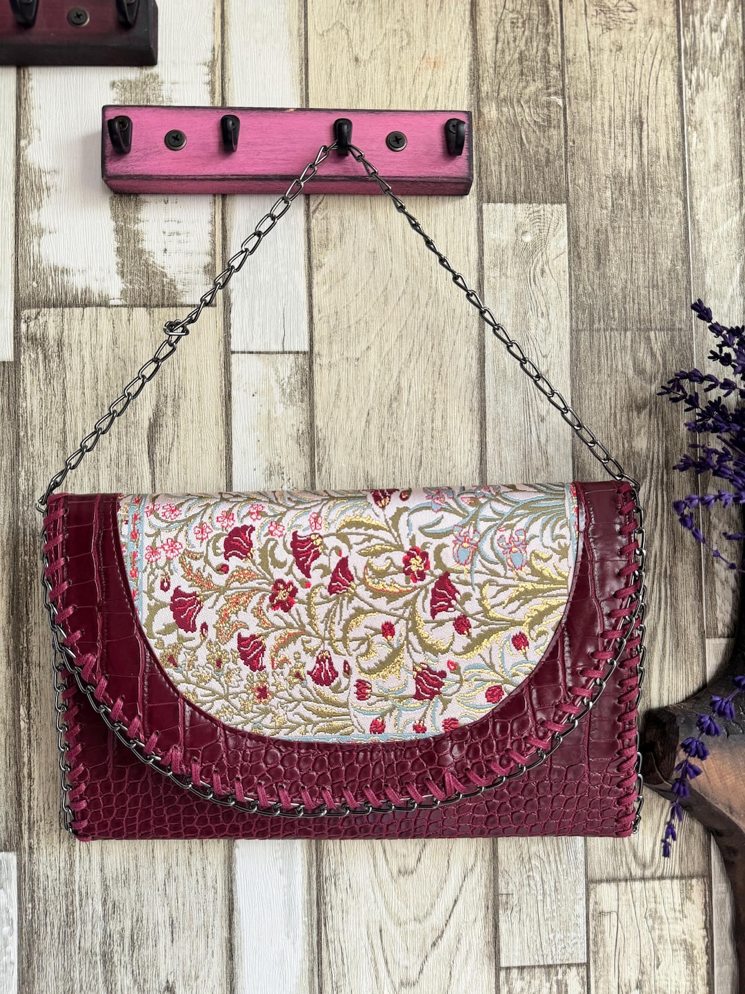 Claret Red Leather Bag,invitation Bag, Handmade Leather Bag, Sling Bag ...