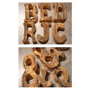 Rustic Wooden Letters Alphabet and Numbers, Wood Wall Hanging or Free Standing Letters Natural ...