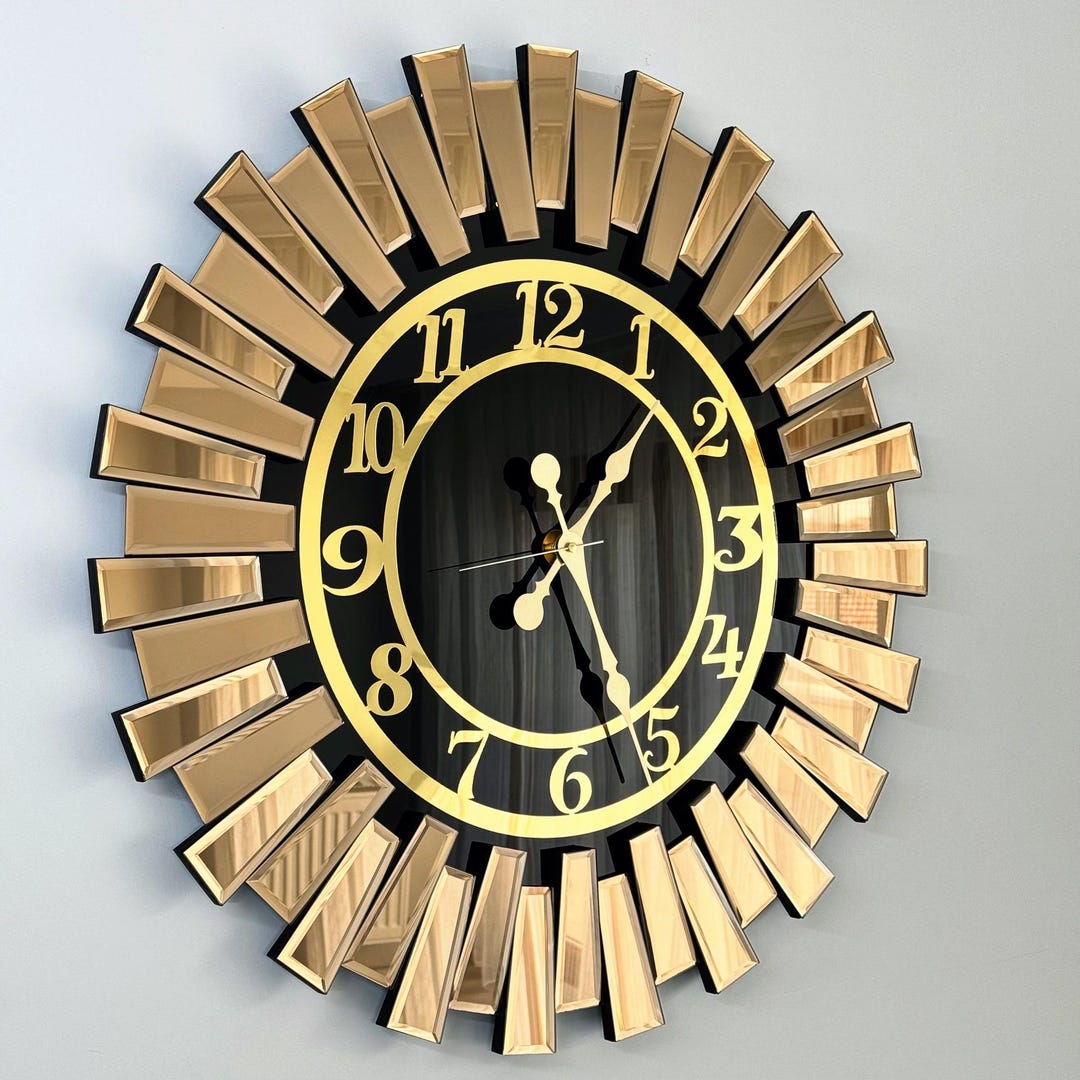 Bronze Mirrored Decorative Wall Clock, Luxury Design Wall Decor Clock ...