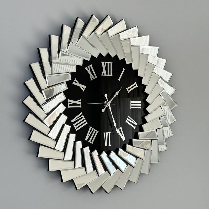 Unusual Large Ultra Lux and Modern Wall Clock and Home Decor, Silver ...