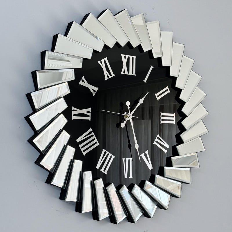 Mirrored Clock - Etsy UK