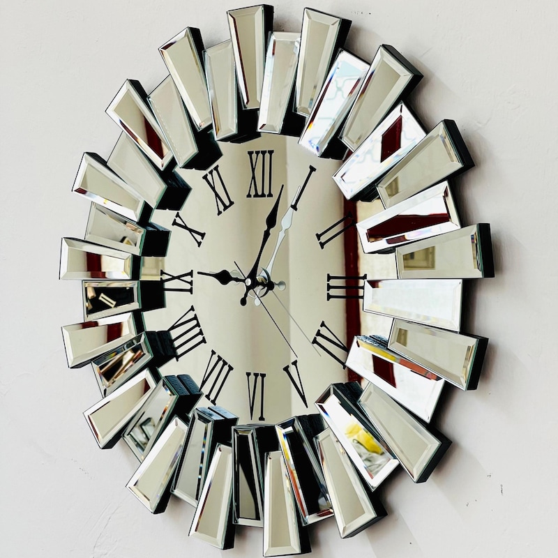 Mirrored Wall Clock 50cm - Etsy UK