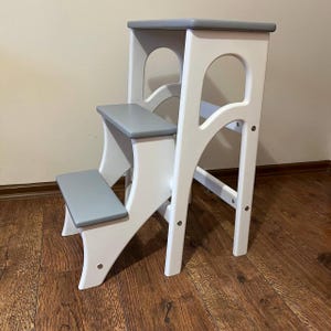 Stepladder, Step Stool, Kitchen Green Step Stool, Wooden Ladder, Foot ...