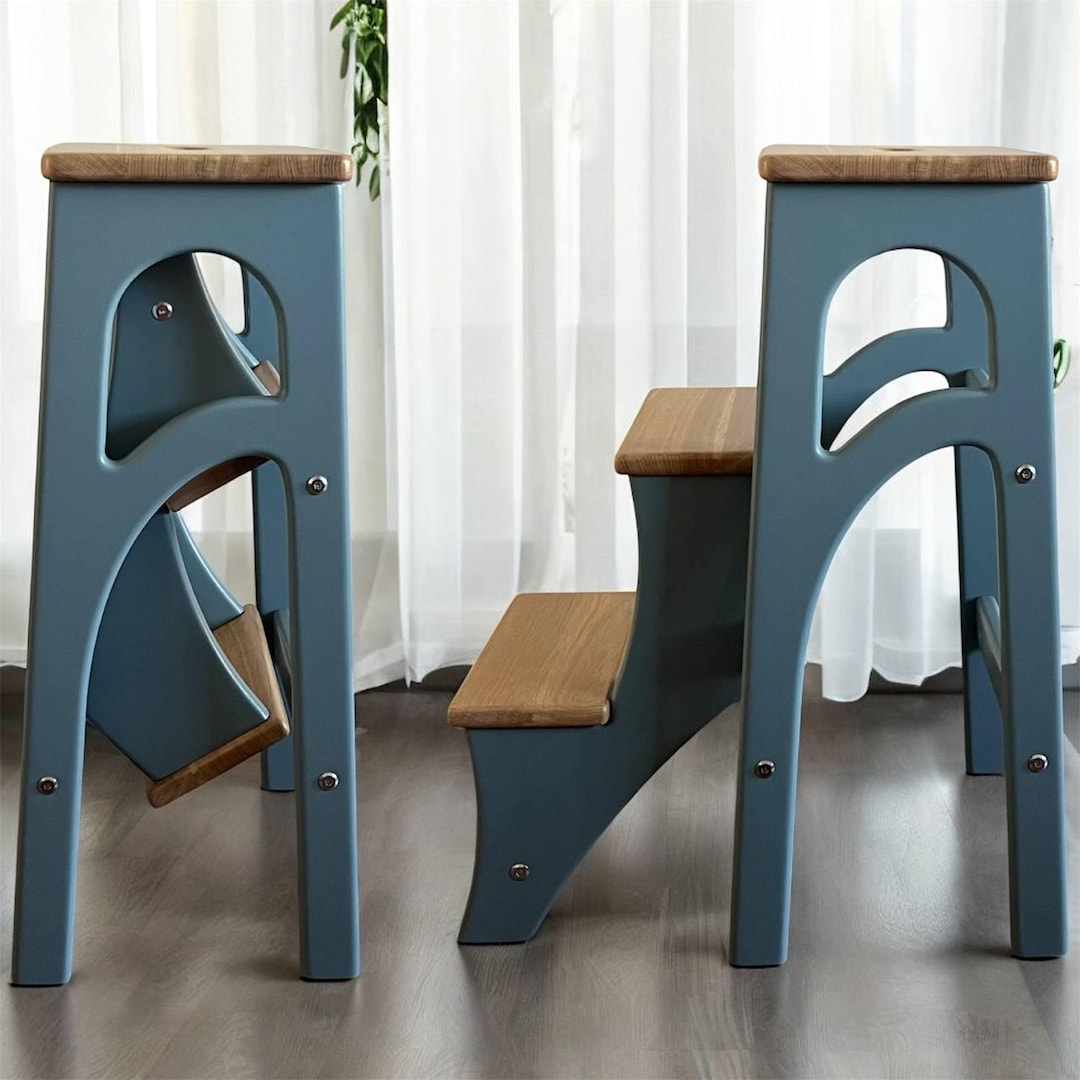 Stepladder, Kitchen Step Stool, Library Ladder, Wood Step Ladder Stool ...